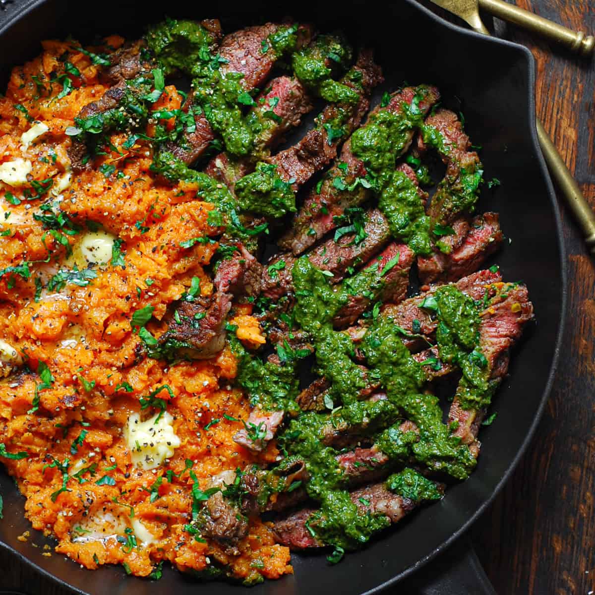 Steak with Green Sauce and Sweet Potatoes - Julia's Album